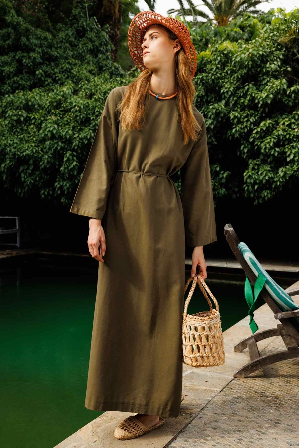 Morocco Keten Siyah Elbise - Hooopstore