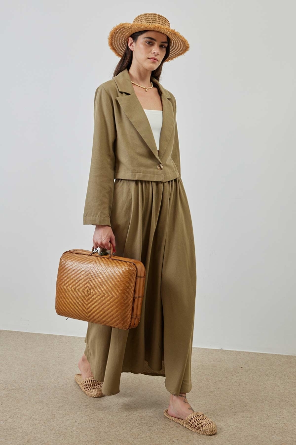 Keten Ceket Haki Etek Takım - Hooopstore